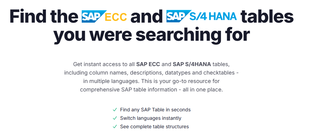 SAP Table A-Z Overview
